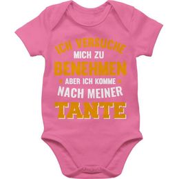 Shirtracer Shirtbody Ich versuche mich zu benehmen aber ich komme nach meiner Tante orange Sprüche Baby