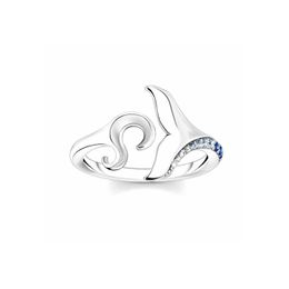 Thomas Sabo Silberring Schwanzflosse und Welle mit Blauen Steinen