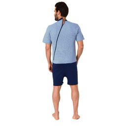 Normann Care Pyjama Herren Pflegeoverall kurzarm mit Reissverschluss am Rücken und Bein