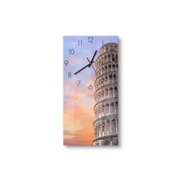 DEQORI Wanduhr 'Der Schiefe Turm von Pisa' (Glas Glasuhr modern Wand Uhr Design Küchenuhr)