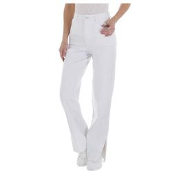 Ital-Design Straight-Jeans Damen Freizeit Stretch High Waist Jeans in Weiß