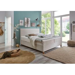 Meise Möbel meise.möbel Boxbett Korsika, mit Bettkasten und Topper, Bezug aus einem Stoff- und Cordmix, beige