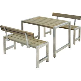 Plus Garten-Essgruppe Cafegarnituren, (3-tlg), bestehend aus: Tisch und 2 Bänke + 2 Rückenlehnen, braun|grau|weiß