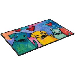 Fußmatte Doggies, wash+dry by Kleen-Tex, rechteckig, Höhe: 7 mm, Schmutzfangmatte, Motiv Hunde, modenes Design, rutschhemmend, waschbar, bunt