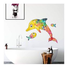 K&L WALL ART K&L Wall Art Wandtattoo Wandtattoo Hagenmeyer Lebensfreude Badezimmer Delfin Fische