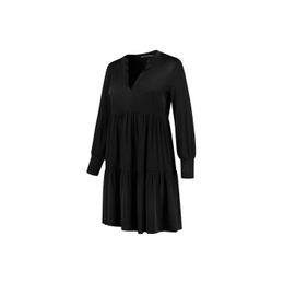 People of 2morrow Satinkleid People of 2morrow Damen Mini Kleid Satin Schwarz Viskose Hängerkleid Bluse Materialmix Minikleid (1-tlg)