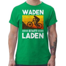 Shirtracer T-Shirt Waden statt Laden Vintage weiß Fahrrad Bekleidung Radsport