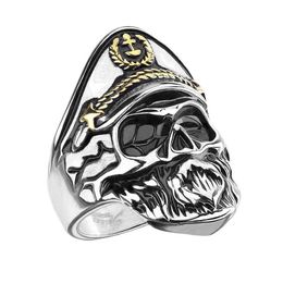 Taffstyle Fingerring Herren Ring Biker Totenkopf Seefahrt Kapitän