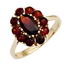 Schmuck Krone Fingerring Ring Damenring 11 Granate rot weinrot 375 Gold Gelbgold Fingerring Granatring