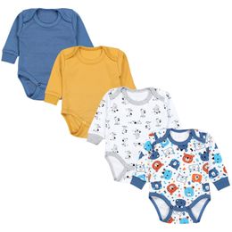 TupTam Langarmbody Baby Jungen Langarm Body Mitwachsbody Babybody mit Druck 4er Pack