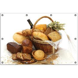 Wallario Sichtschutzzaunmatten Brot und Brötchen im eleganten Korb