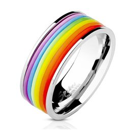 BUNGSA Fingerring Ring Rainbow Bunt aus Edelstahl Unisex (Ring