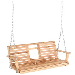 Outsunny Hängebank 2-3 Sitzer Tannenholz 150 x 75 x 53 cm Natur