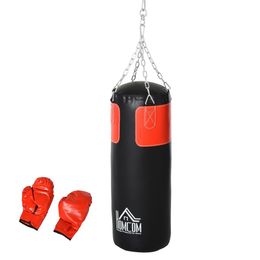 HOMCOM Box-Set Boxsack Hanging Boxing Heavy Bag mit Boxhandschuhe 16 KG