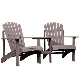 Outsunny Adirondack Gartenstuhl mit Schirmloch Tisch 2 Sitzer Massivholz Grau