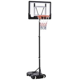 HOMCOM Basketballständer höhenverstellbar Basketballanlage mit Räder draußen Stahl PVC HDPE Schwarz 83 x 75