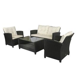 Outsunny Sitzgarnitur 4 tlg. Sitzgruppe Gartenmöbel Set Lounge Metall Luxus Schwarz