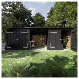 Plus Gartenhaus Nordic Multi 619 x 208 cm natur mit 2 Doppeltüren, offen, Dachpappe, H-Anker
