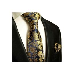 Paul Malone Krawatte Herren Seidenkrawatte mit Tuch modern floral 100% Seide (Set