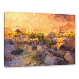 Pixxprint Leinwandbild Joshua Wüste im Sonnenuntergang