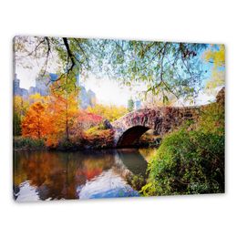 Pixxprint Leinwandbild Brücke im Central Park