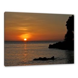Pixxprint Leinwandbild Sonnenuntergang über dem Horizont
