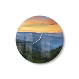 DEQORI Wanduhr 'Great Smoky Mountains' (Glas Glasuhr modern Wand Uhr Design Küchenuhr)