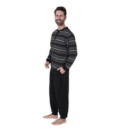 Normann Pyjama Herren Pyjama mit Bündchen in warmer Kuschel Interlock Qualität