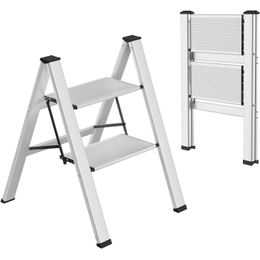 TLGREEN Klapptritt aus Aluminium Trittleiter 2/3/4-Stufen-Leiter Rutschfeste Trittfläche (Tragbare Leiter für Zuhause leichte Leiter Schlafzimmer-Bücherregal)
