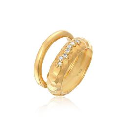 Elli Premium Ring-Set Topas Bandring Set Elegant 925 Silber rhodiniert