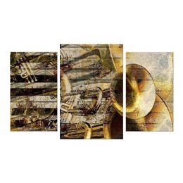 Bilderdepot24 Leinwandbild Trompete und Piano abstrakt