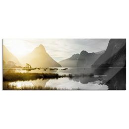 Pixxprint Glasbild Milford Sound Neuseeland