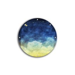 Wallario Sichtschutzzaunmatten Wolkenhimmel mit Mond und Sternen