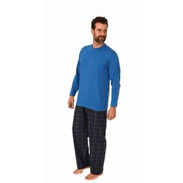Normann Pyjama Herren Schlafanzug lang Pyjama Set mit Flanell Hose