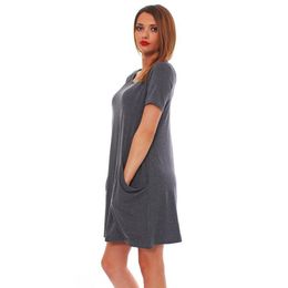 Mississhop A-Linien-Kleid Kleid Tunika Longshirt Pulli Tunika Minikleid mit Taschen 6514