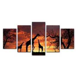 Bilderdepot24 Leinwandbild Giraffen im Sonnenuntergang II
