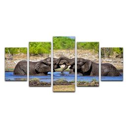 Bilderdepot24 Leinwandbild Elefanten im Wasserloch