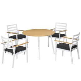 Outsunny 5 tlg. Sitzgruppe Gartenmöbel-Set inkl. 1 Tisch, 4 Stühlen