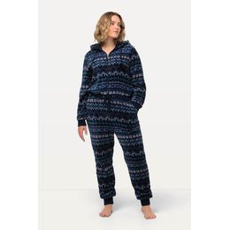 Ulla Popken Overall Homewear-Overall Norwegermuster Plüsch Langarm