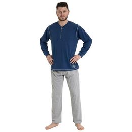 HAASIS Bodywear 1919 Pyjama Herren Pyjama 77102922-darkblue/graumeliert (1 tlg) Optimale Passform