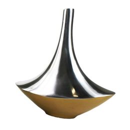 Arnusa Dekovase Design Vase aus Aluminium Tischvase Oval Schiffchen Gold/Silber