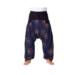 PANASIAM Wellnesshose Chillhose stonewashed im Aladin-Style aus 100% Baumwolle locker geschnittene Boho-Hose mit Taschen Freizeithose für Damen und Herren
