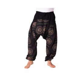 PANASIAM Wellnesshose Chillhose stonewashed im Aladin-Style aus 100% Baumwolle locker geschnittene Boho-Hose mit Taschen Freizeithose für Damen und Herren