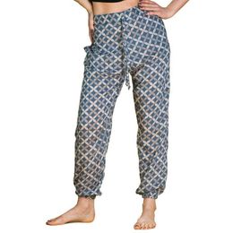 PANASIAM Relaxhose Relaxed pants geometric style aus 100 %Baumwolle bequeme Damenhose mit Taschen Gummibund hinten Freizeithose Chillhose Relaxhose