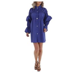 Ital-Design Blusenkleid Damen Freizeit Rüschen Blusenkleid in Blau