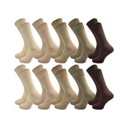 GAWILO Basicsocken aus 100% Baumwolle für Herren in 3 Farbkombinationen ohne Gummidruck (10 Paar) natur-
