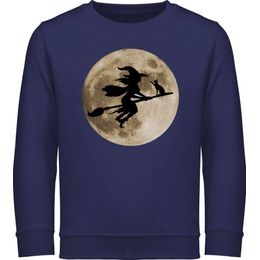 Shirtracer Sweatshirt Hexe Halloween Hexen auf Besen Vollmond Katze Witch Mond Halloween Kostüme für Kinder
