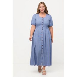 Ulla Popken Jerseykleid Kleid Bubble-Qualität Vichykaro Rundhals Halbarm