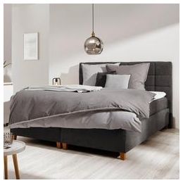 Boxspringbett Jerry ca. 180x200 cm Grau mit Topper