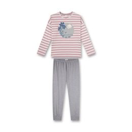 s.Oliver Junior Pyjama s.Oliver Mädchen Schlafanzug Pyjama lang Blumen Stripes rosa grau (2 tlg)